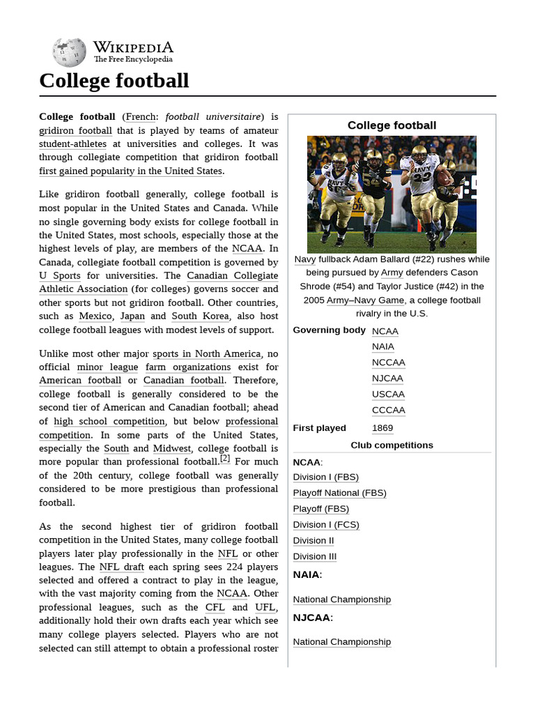 Overview of College Football in the U.S. | PDF | College Football | Sports