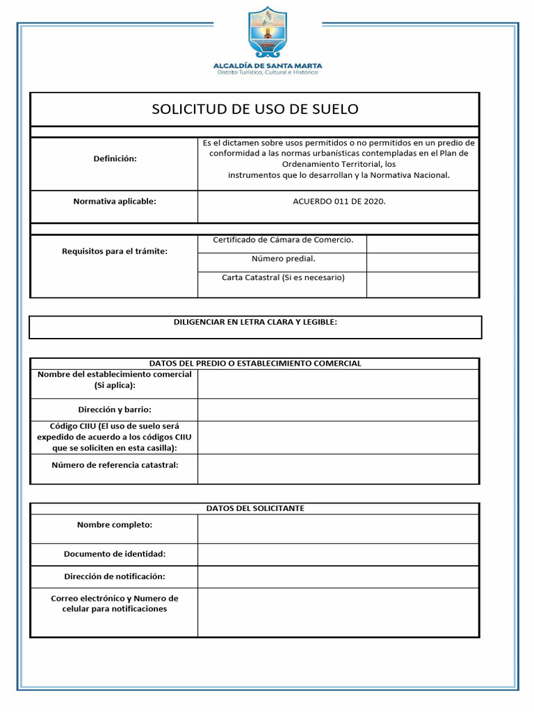 SOLICITUD USO DEL SUELO | PDF