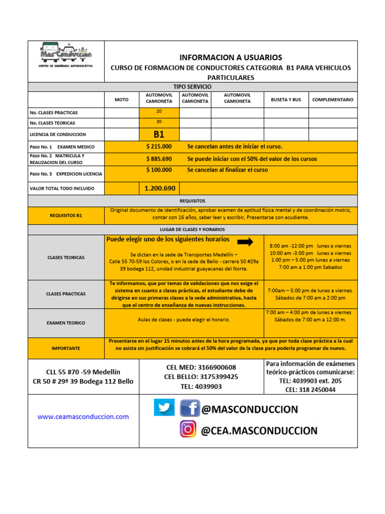 Informacion A Usuarios - B1 | PDF | Transporte