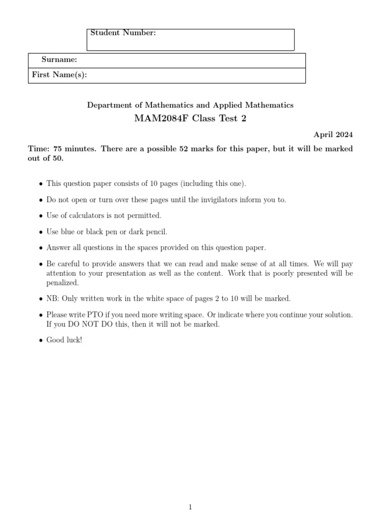 2024 MAM2084F CT2 | PDF | Mathematical Physics | Algebra