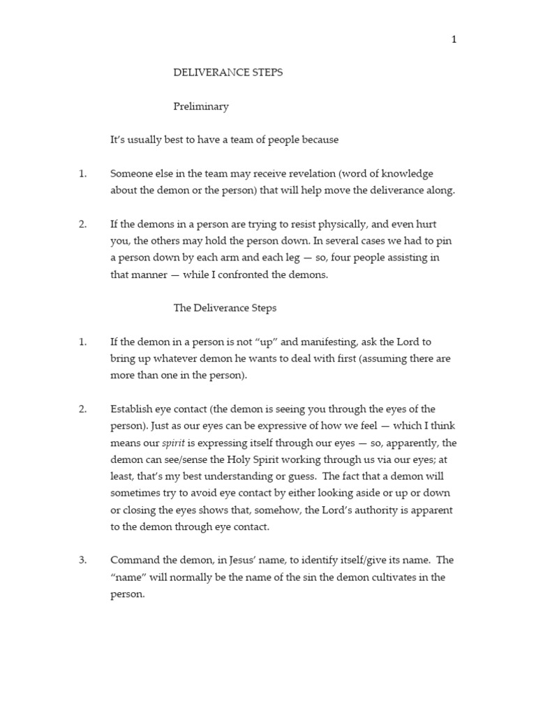 Deliverance Steps - Bible Study | PDF | Deliverance Ministry | Demons