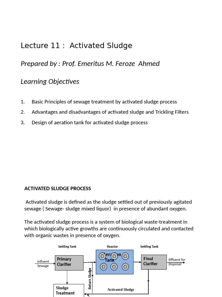 Lecture 11 - Activated Sludge Process | PDF | Sewage Treatment | Sewerage