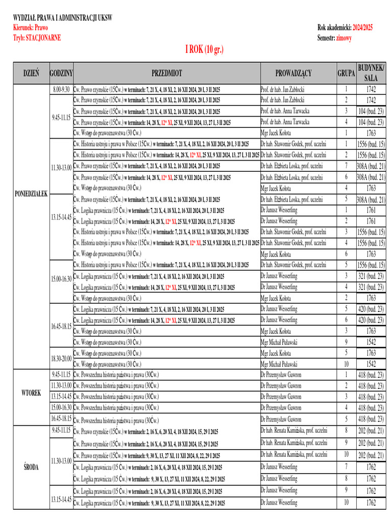 PS I Rok Zima 2024 2025 | PDF