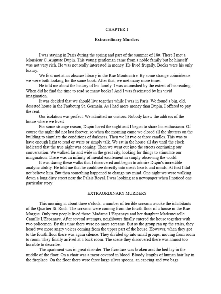 The Murders in The Rue Morgue-Edgar Allan Poe 3º | PDF | The Murders In ...
