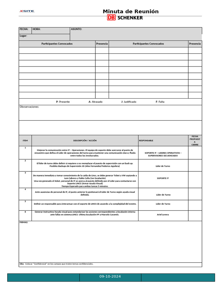 Minuta de Reunión IT y Operaciones | PDF