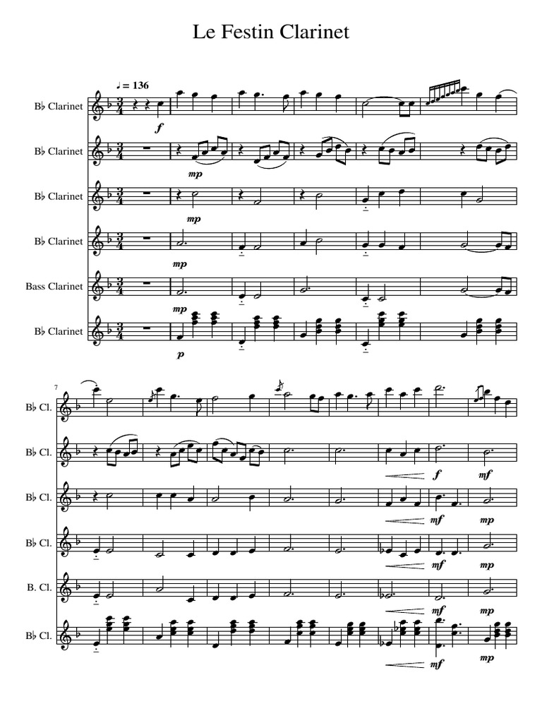 Le Festin Clarinet Ensemble | PDF | Woodwind Instruments