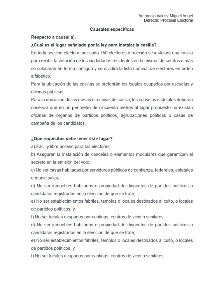 Causales Específicas Ambrocio Valdez Miguel Angel | PDF | Votación ...