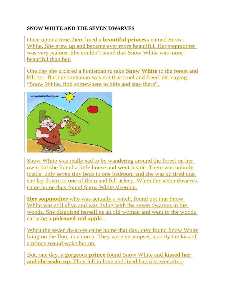 SNOW WHITE AND THE SEVEN DWARVES | PDF | Snow White | Cinderella