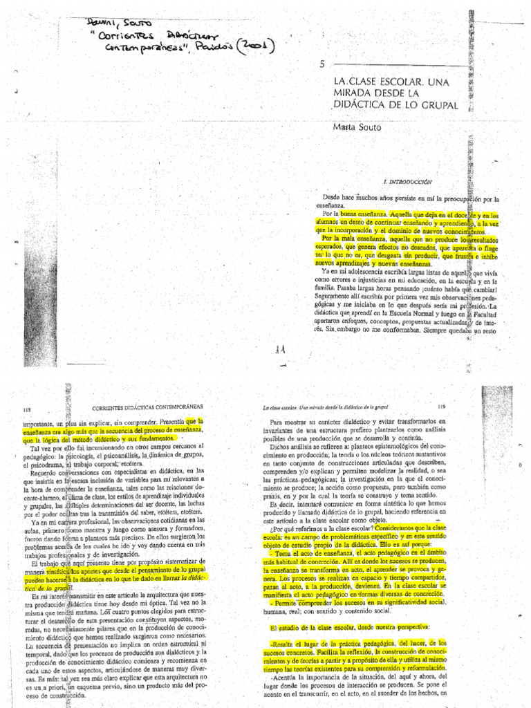 Souto de Asch, Marta - La Clase Escolar. Una Mirada Desde La Didactica de Lo Grupal - Compressed ...