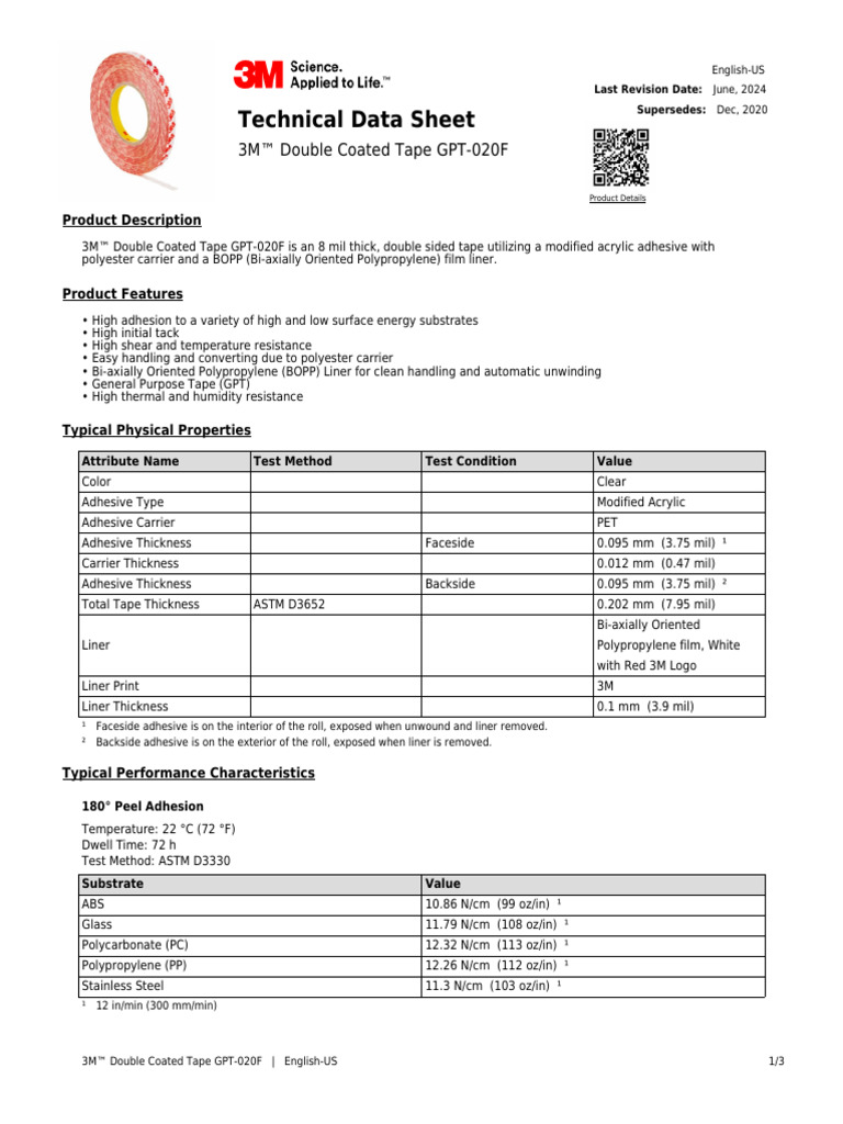 3M Double Coated Tape GPT 020F | PDF | Safety | Legal Remedy