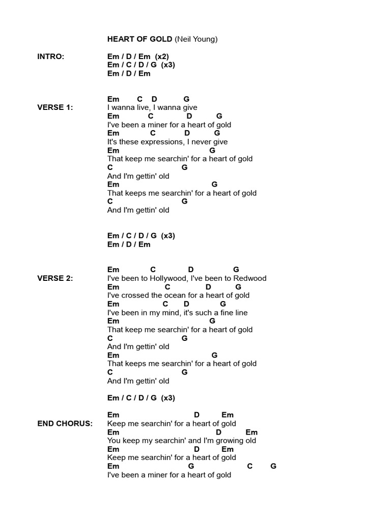 Heart of Gold Neil Young Chords | PDF