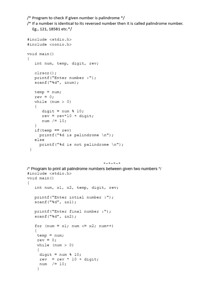 Palindrome Nums | PDF