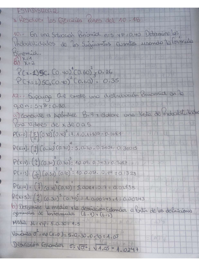 U1 S2 Tarea 2 Distribución de Probabilidad Binomial | PDF