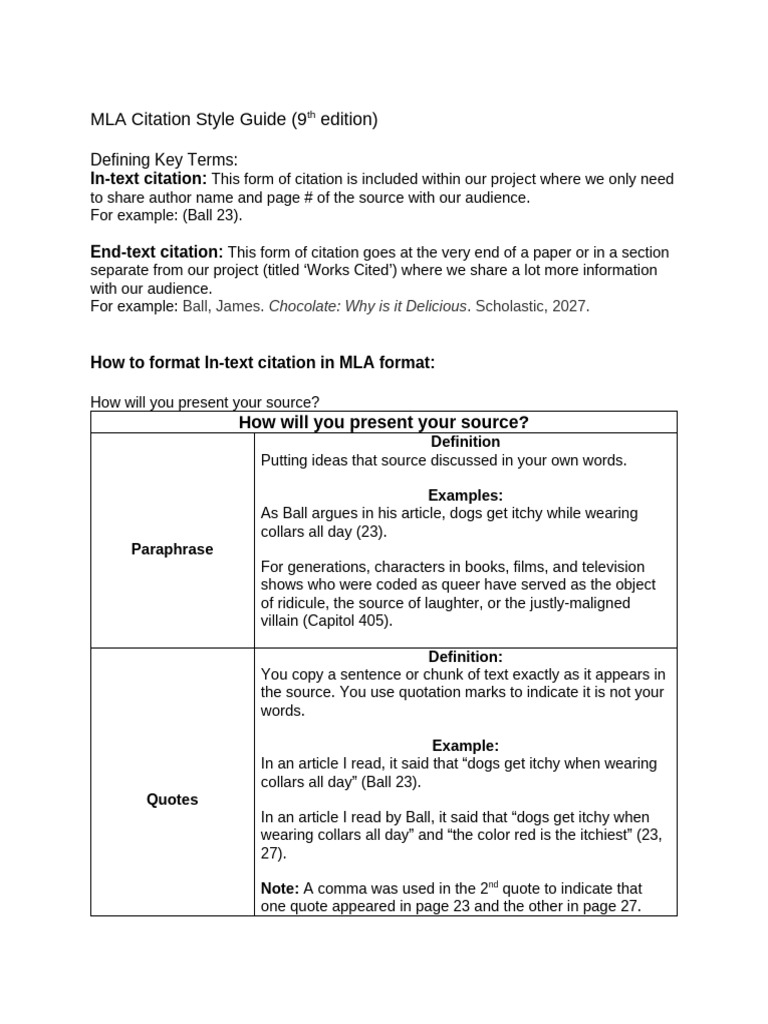 MLA Citation Style Guide | PDF | Citation | Lecture