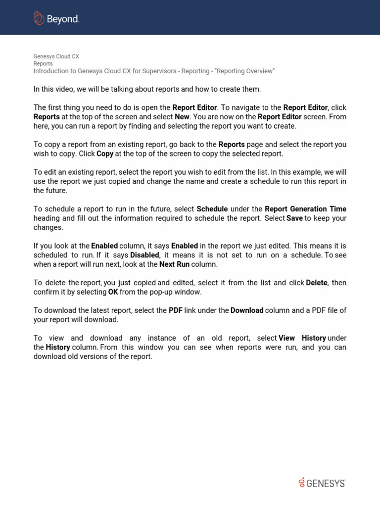 Reporting Overview | PDF