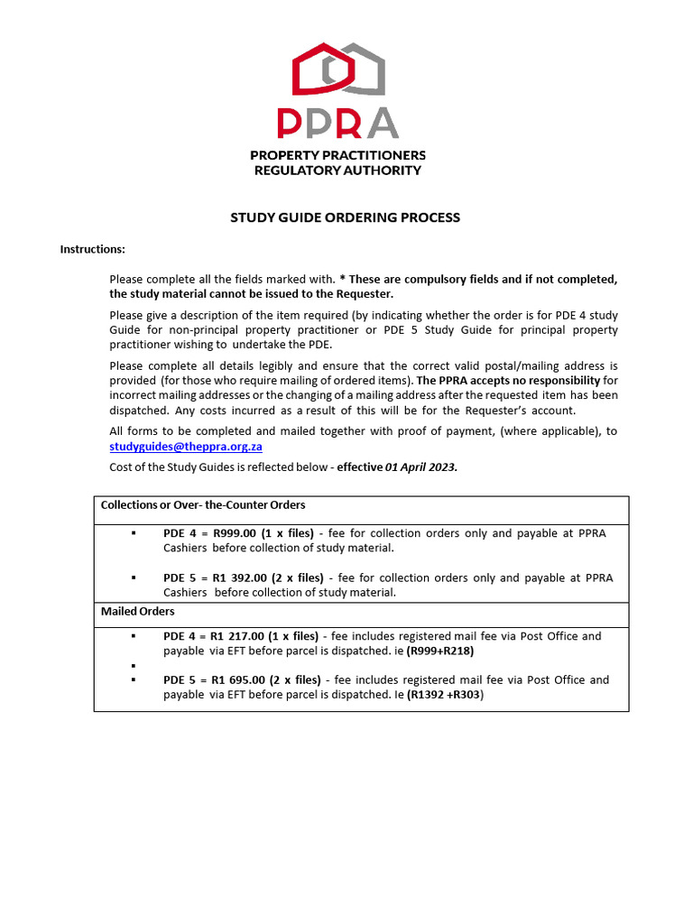 Ppra Study Material Order Form 1699450039 | PDF | Registered Mail | Mail