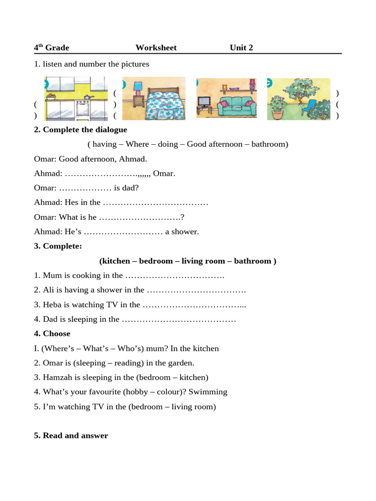Worksheet Unit 2 | PDF
