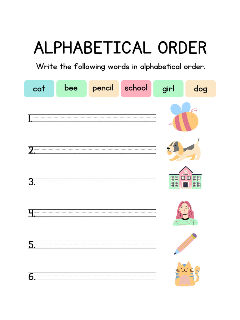 Alphabetical Order Worksheet | PDF | Language Arts & Discipline