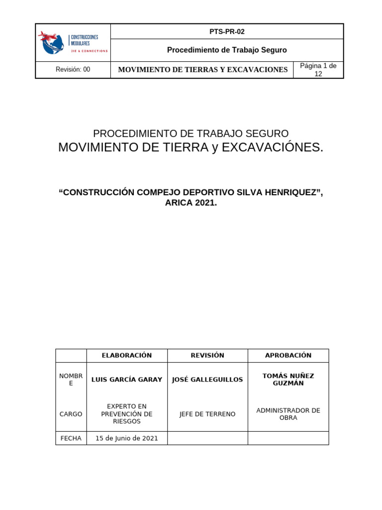 PTS-PR-02 - Movimiento Tierra y Excavaciones | PDF | Agua