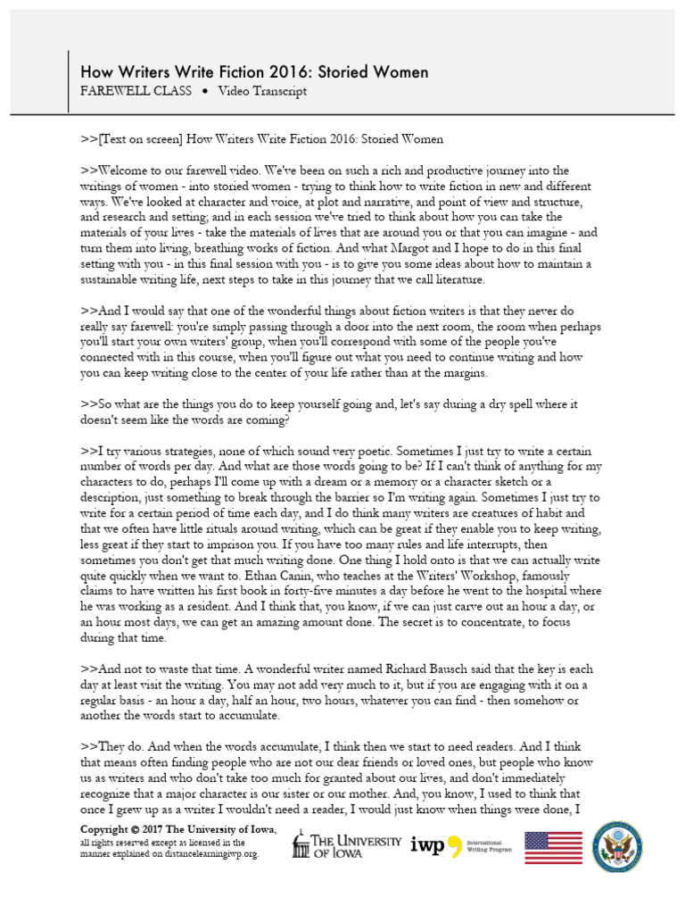 Fiction'16 Farewell Class Transcript | PDF | Narration