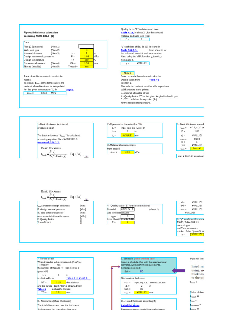Pipes. Wall Thickness Calculation According ASME B31.3 | PDF | Pipe ...