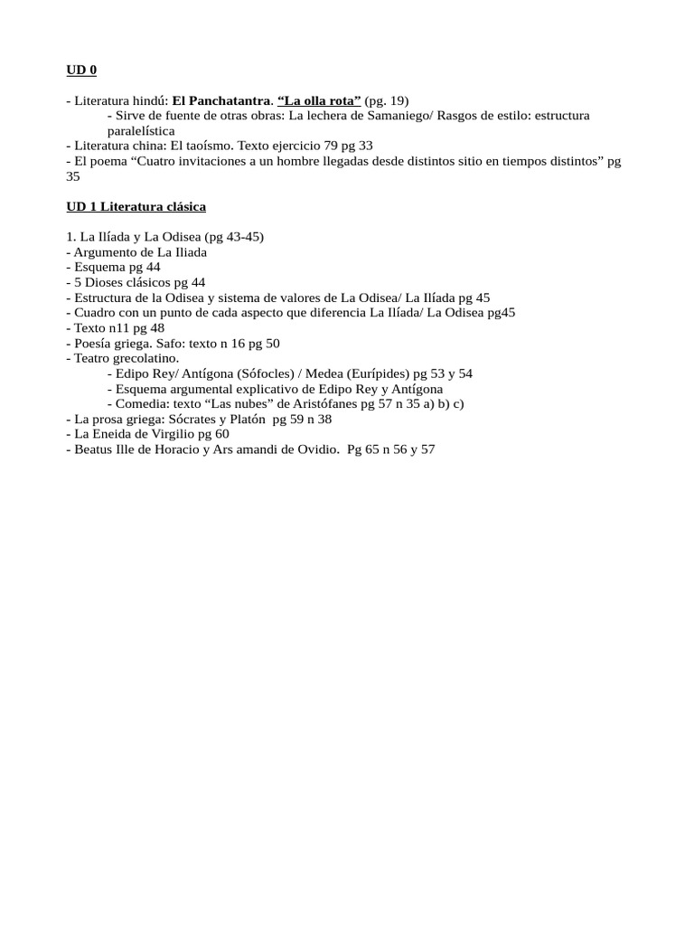 Esquema Examen 1 Lit Universal 2 | PDF