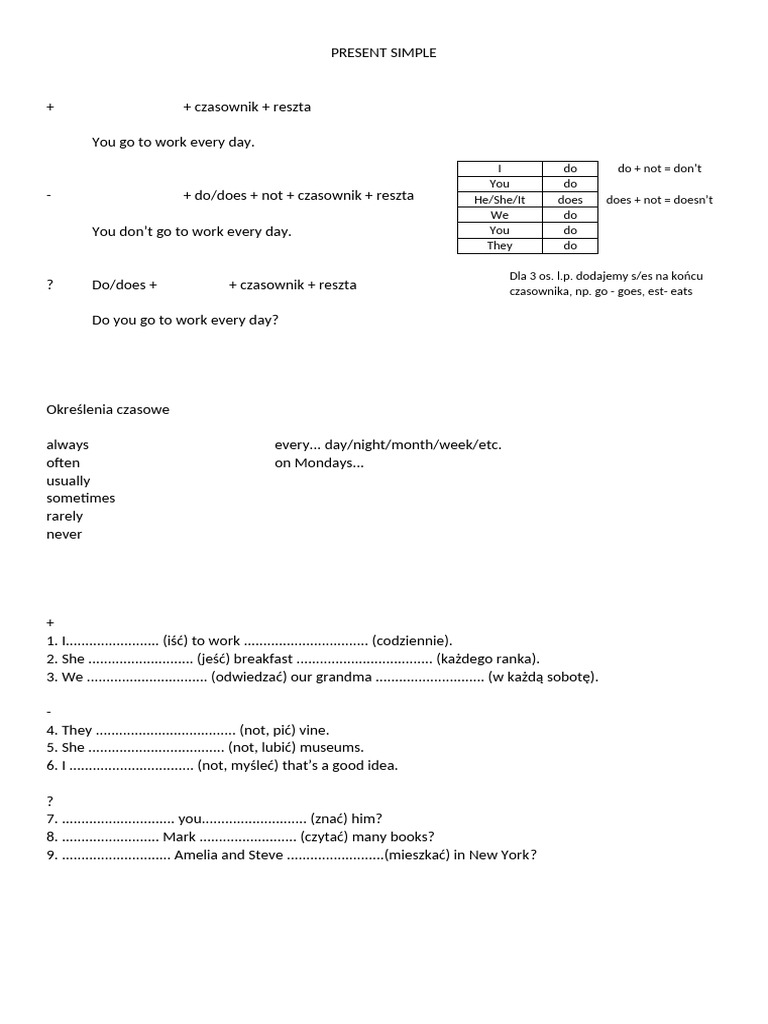 PRESENT SIMPLE | PDF