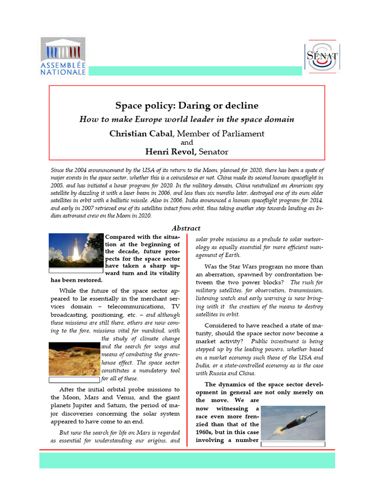 Future Space Policy and Global Dynamics | PDF | European Space Agency ...