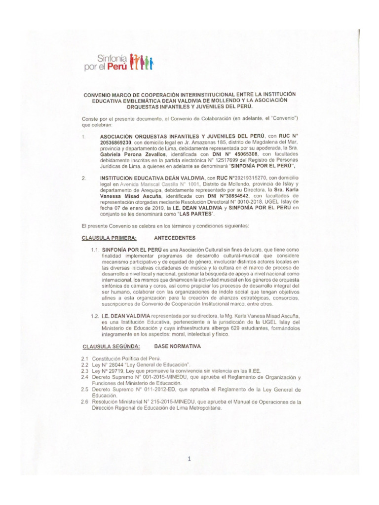 Convenio Marco De Cooperación Interinstitucional Entre La Institución Pdf
