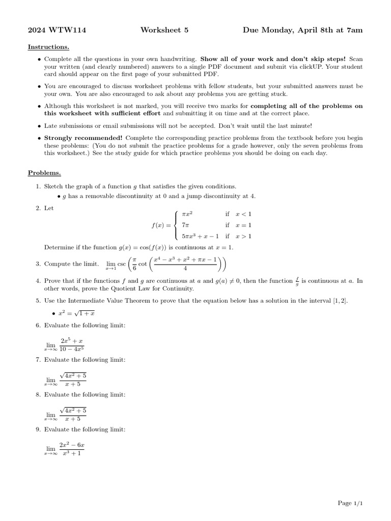 Worksheet 5 (1) | PDF | Function (Mathematics) | Functions And Mappings