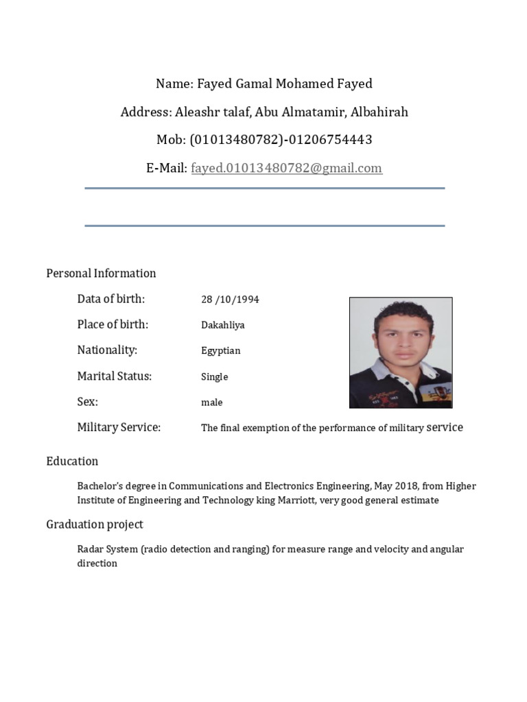 Fayed Gamal CV | PDF