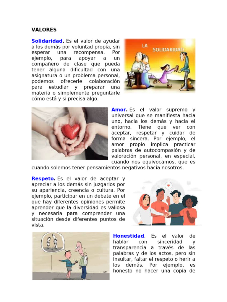 Valores Morales Pdf Autoestima Amor