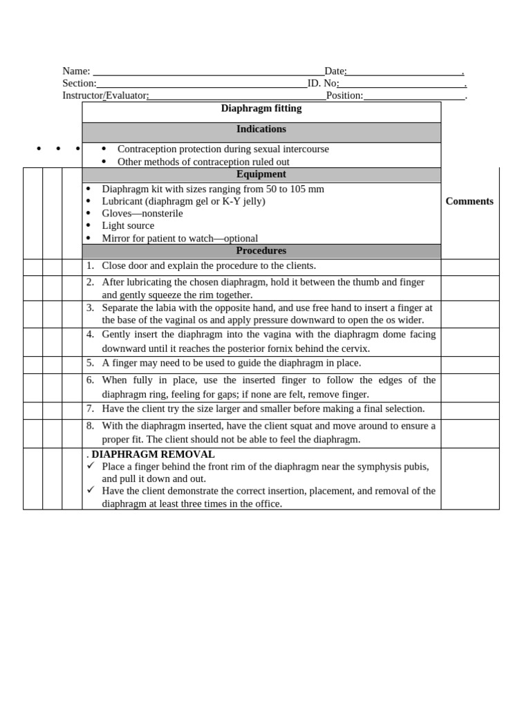 Diaphragm Insertion and Removal | PDF
