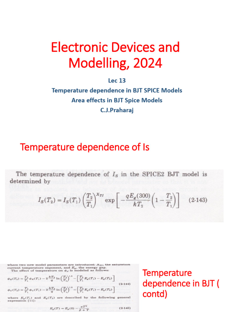 Lec 13 Electronic Devices and Modelling, 2024 | PDF | Science & Mathematics | Computers