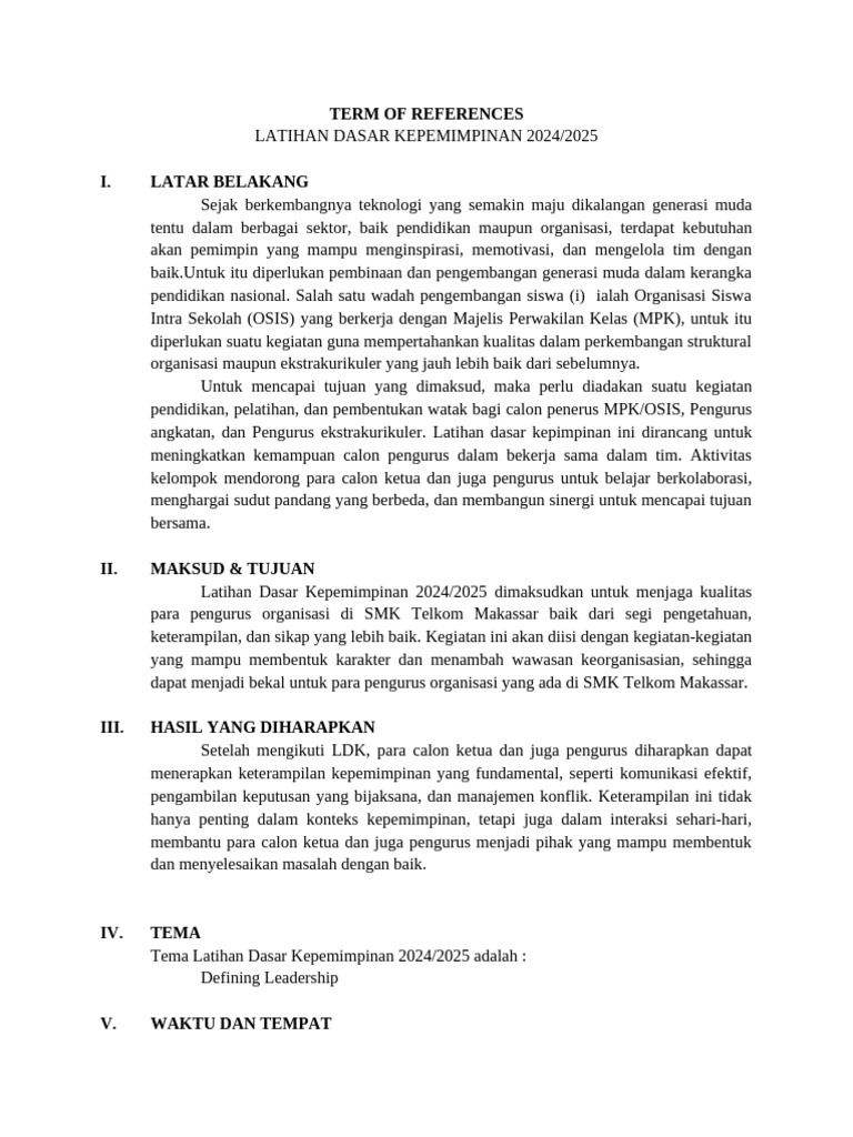 Tor Peserta LDK (2025) | PDF