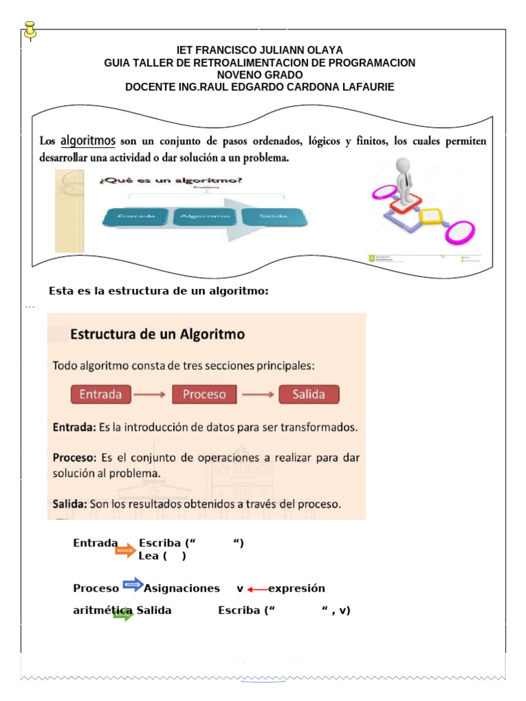 Guia Taller Algoritmos Estructurados 901 902 4to Periodo Pdf Algoritmos Informática Teórica