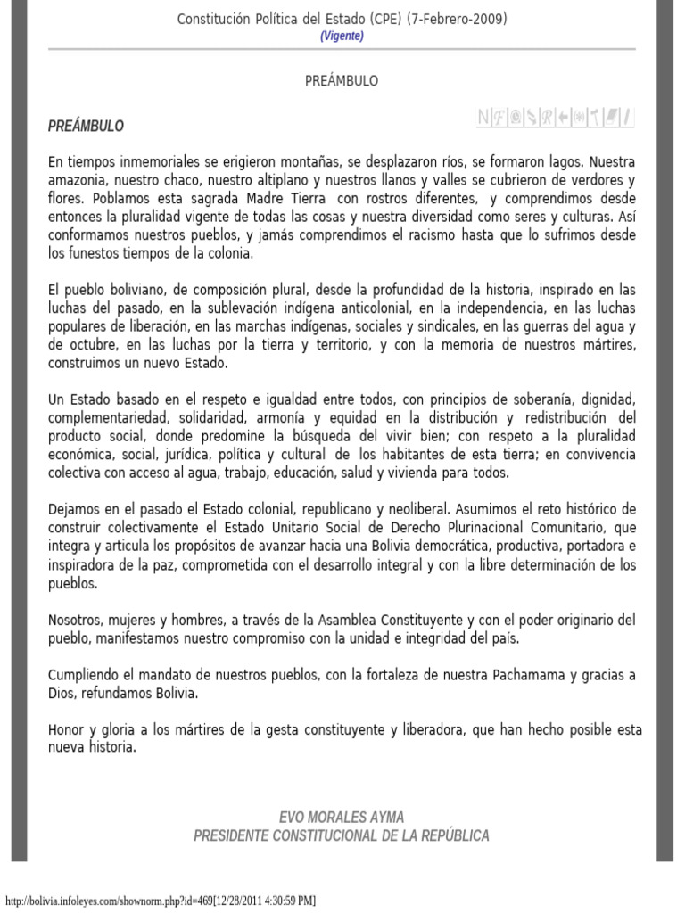 Constitución Política del Estado de Bolivia | PDF | Derecho laboral ...