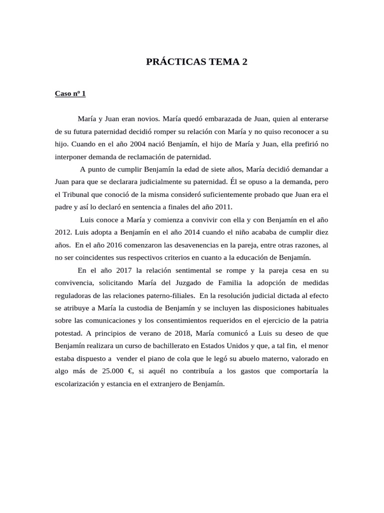 Práctica Tema 2 ALUMNOS | PDF | Adopción | Justicia