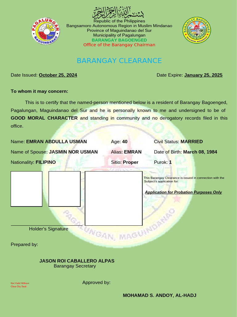 barangay clearance | PDF
