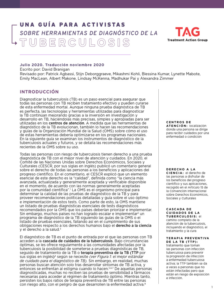activists_guide_tb_diagnostic_tools_spanish | PDF | Tuberculosis ...