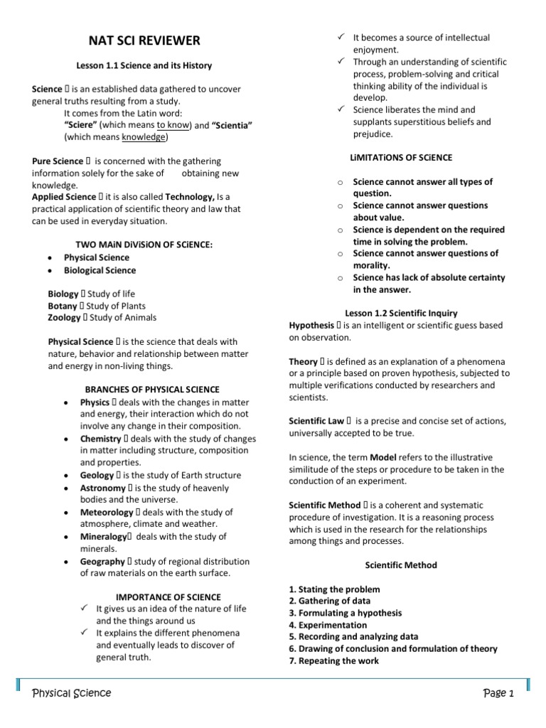 Nat Sci Reviewer | PDF | Force | Heat
