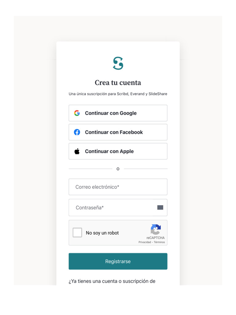 Registrarse - Scribd | PDF