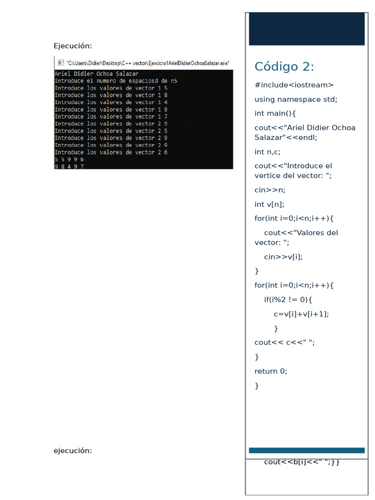 Ejerciciosdevectoeres[1] | PDF | Namespace | Computer Programming