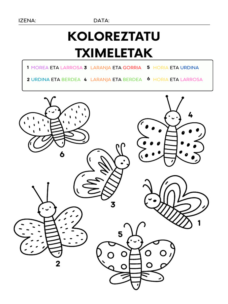 Spring Color and Number Worksheet in Monochromatic Minimalist Style | PDF