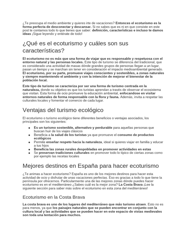 ¿Qué Es El Ecoturismo | PDF | Turismo | Ciencias sociales ambientales