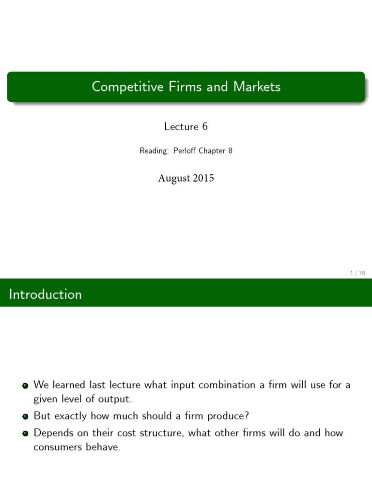 Lecture 6 Competitive Markets | PDF | Demand | Perfect Competition