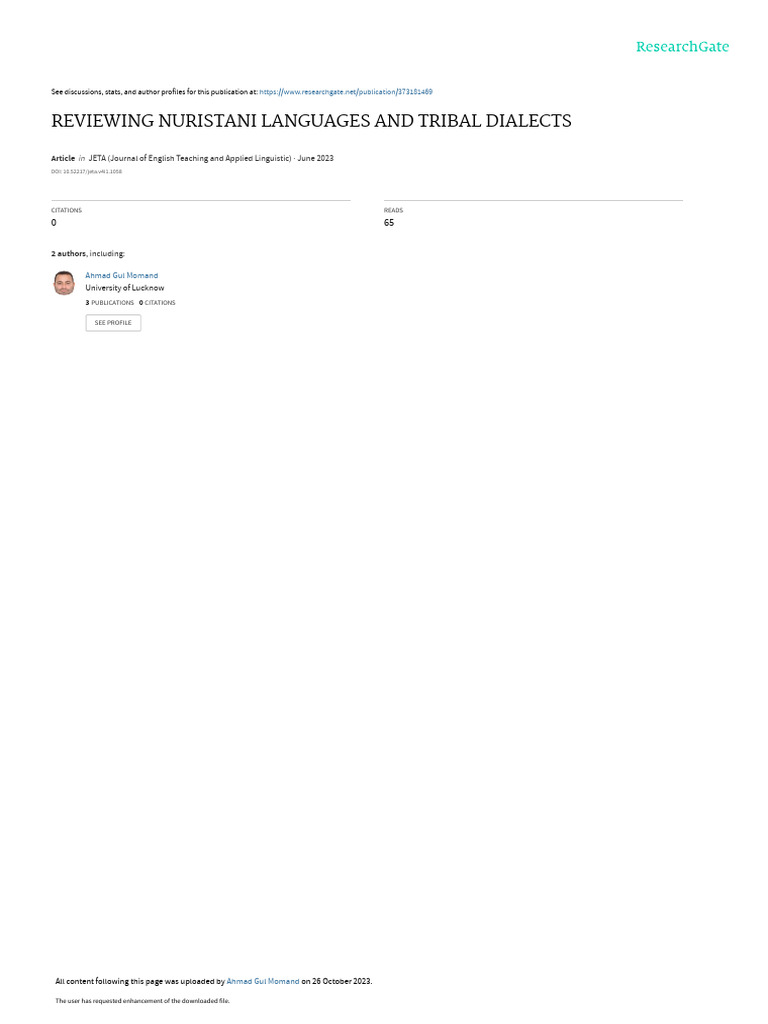 Reviewing Nuristani Languages and Tribal Dialects | PDF | Social ...