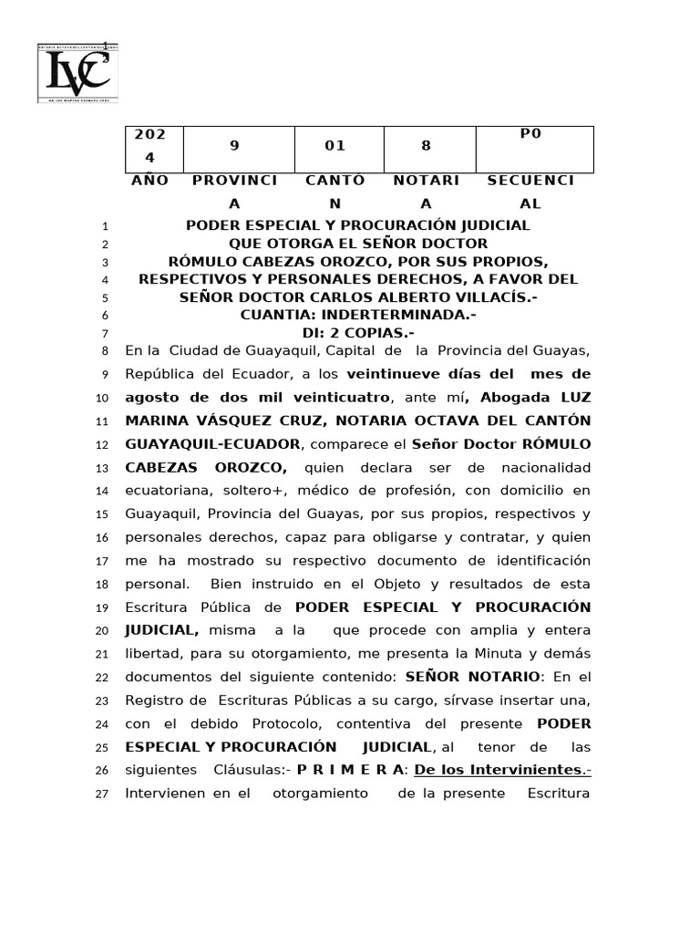 Poder Especial y Procuración Judicial en Ecuador | PDF | Derecho