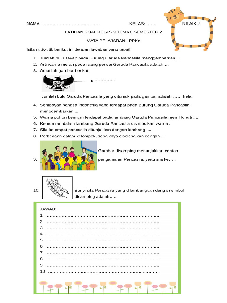 Latihan Soal PPKN Tema 8 Kelas 3 | PDF