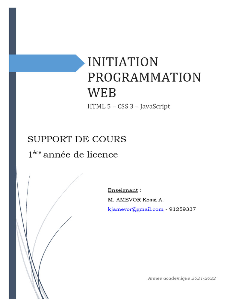 Support - Initiation Programmation Web1 - 2021-2022 | PDF | Html | Langage de balisage